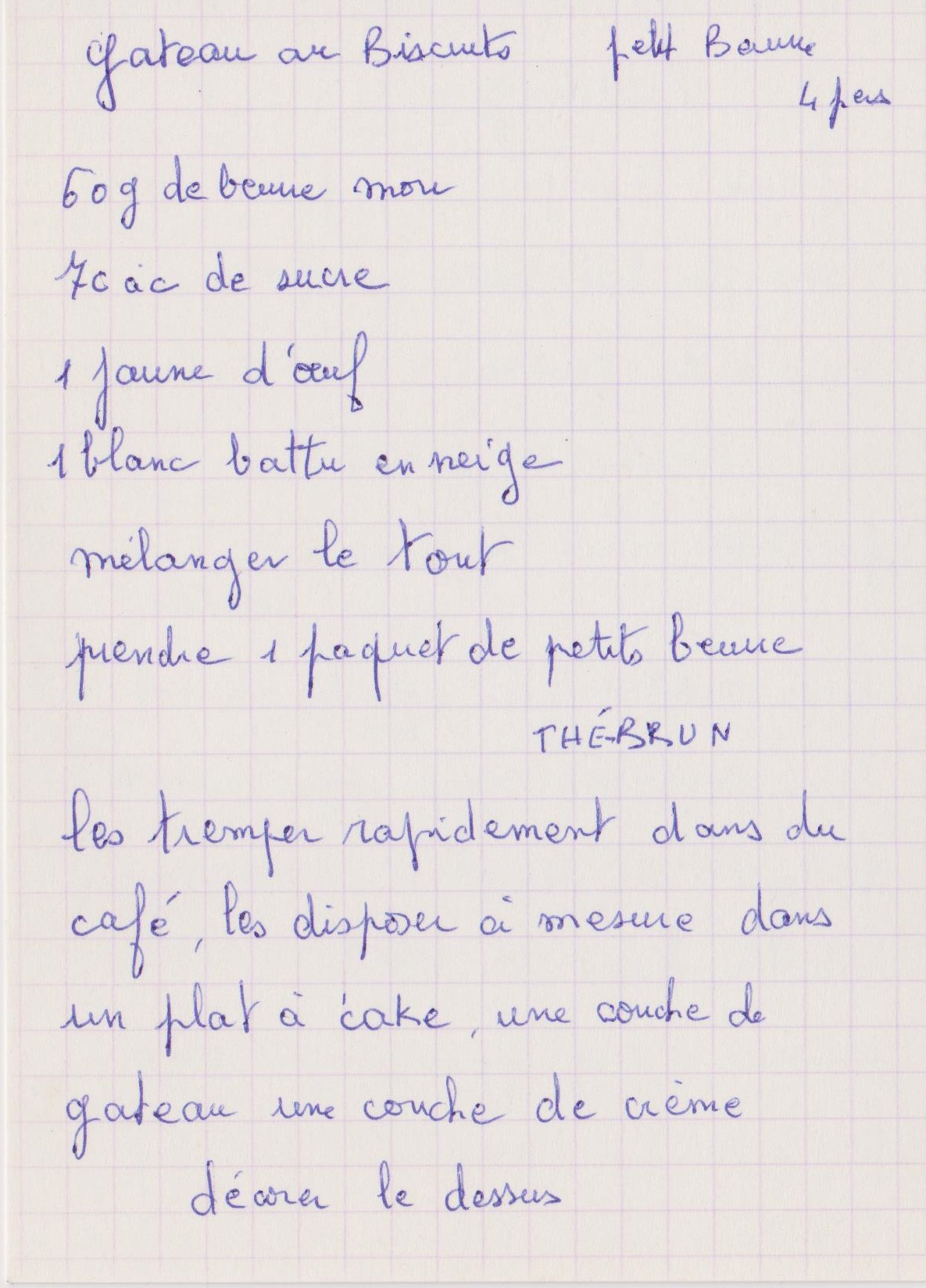 Gateau au biscuit (thé brun) | Chez Bebert